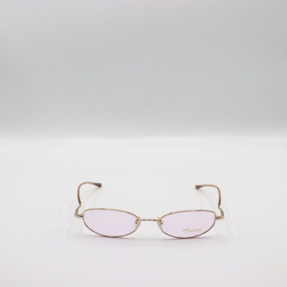 Womens Bright Gold Oval Y2k Vintage Eyeglasses Frames… - Gem